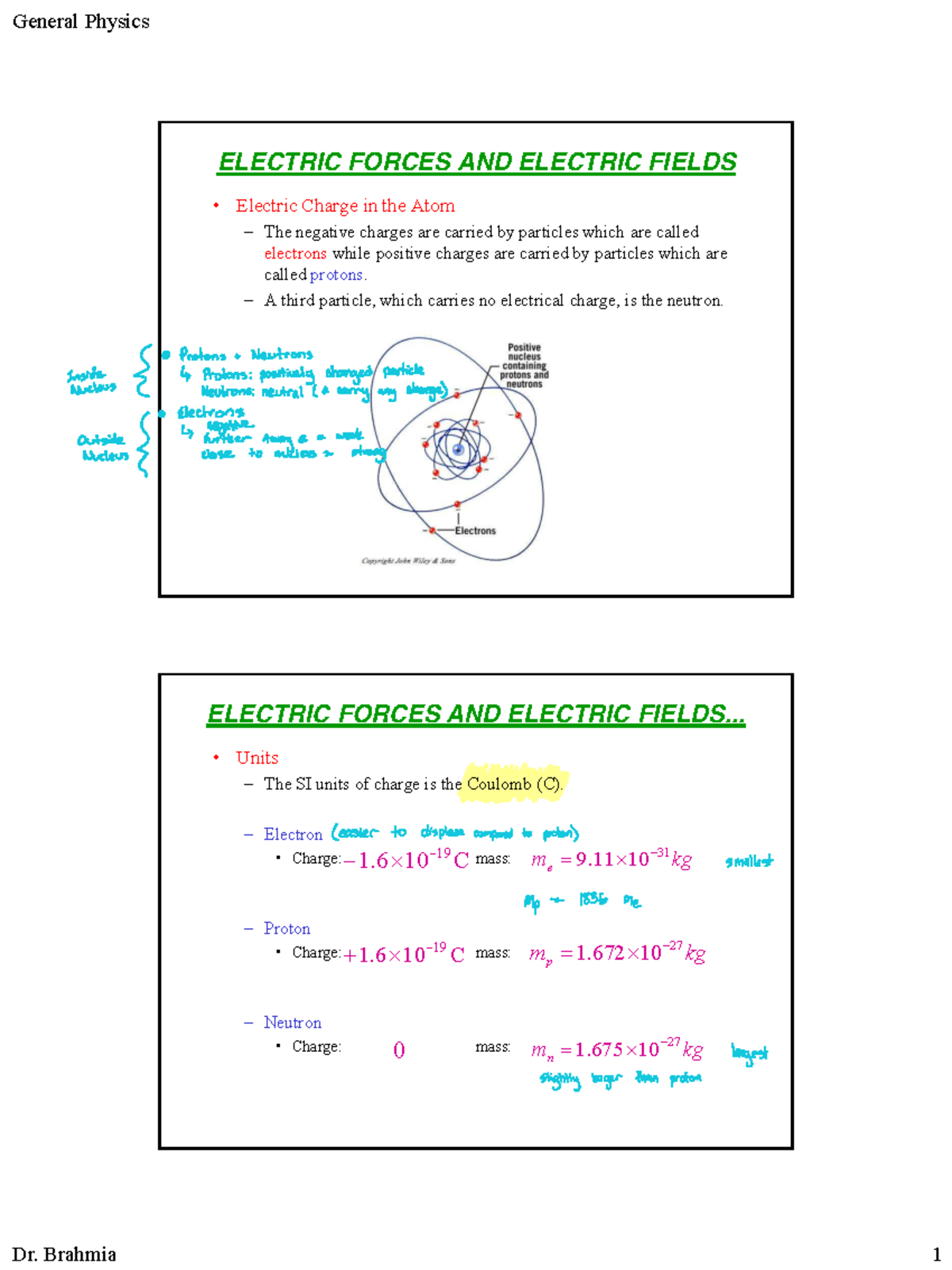 General Physics (Lec18) - Electric Forces and Fields Overview - Studocu