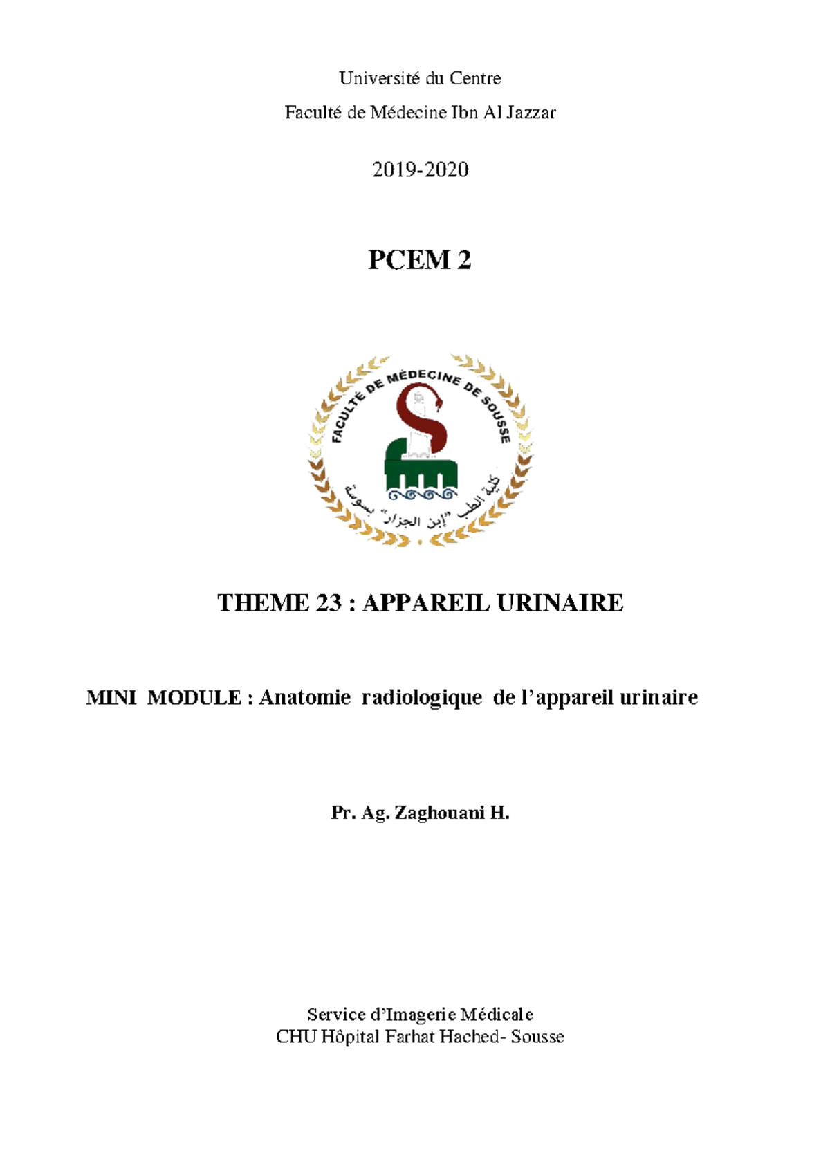 Anatomie Radiologique de l'Appareil Urinaire - PCEM 2 - Thème 23 - Studocu