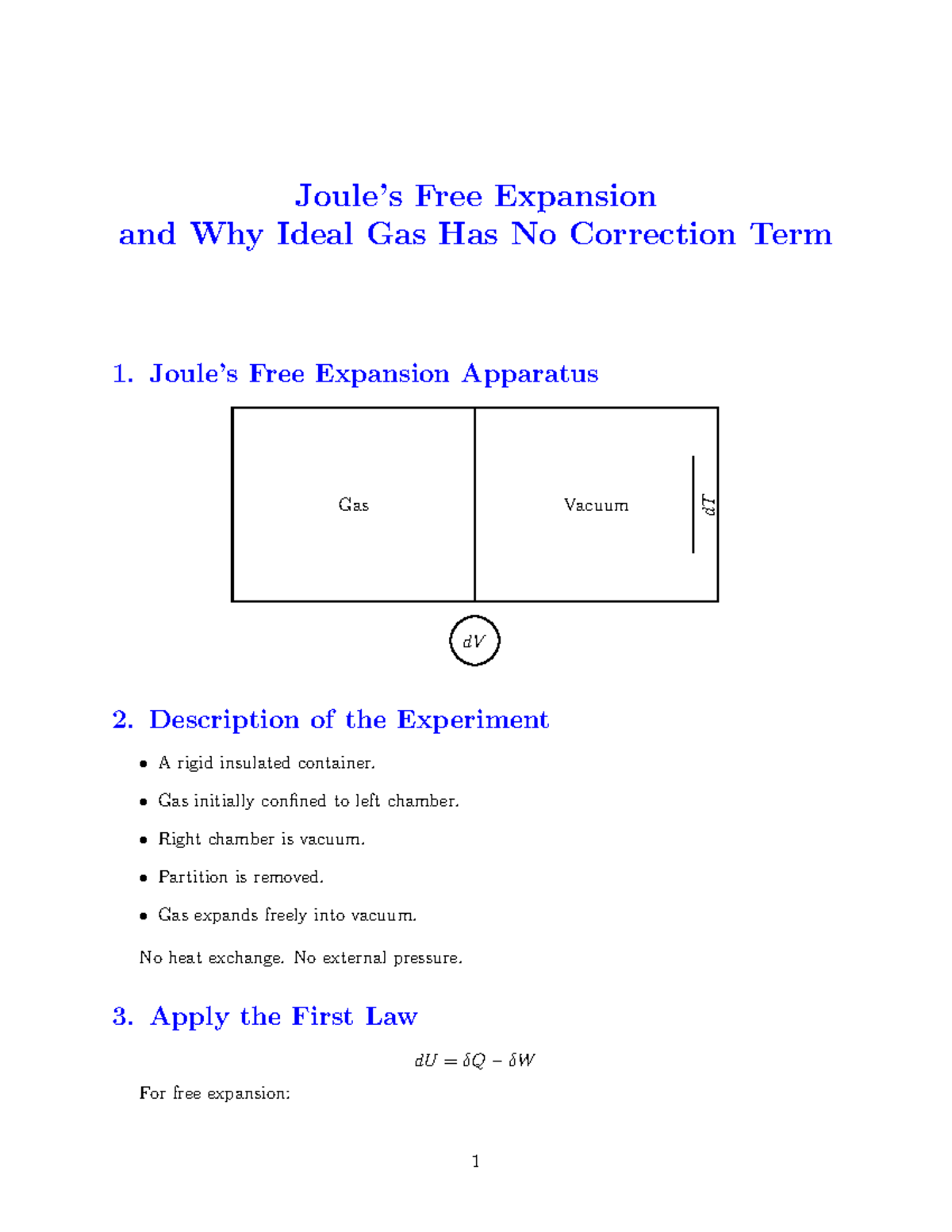 Joule's Free Expansion: Practice Questions on State Functions (Thermo ...