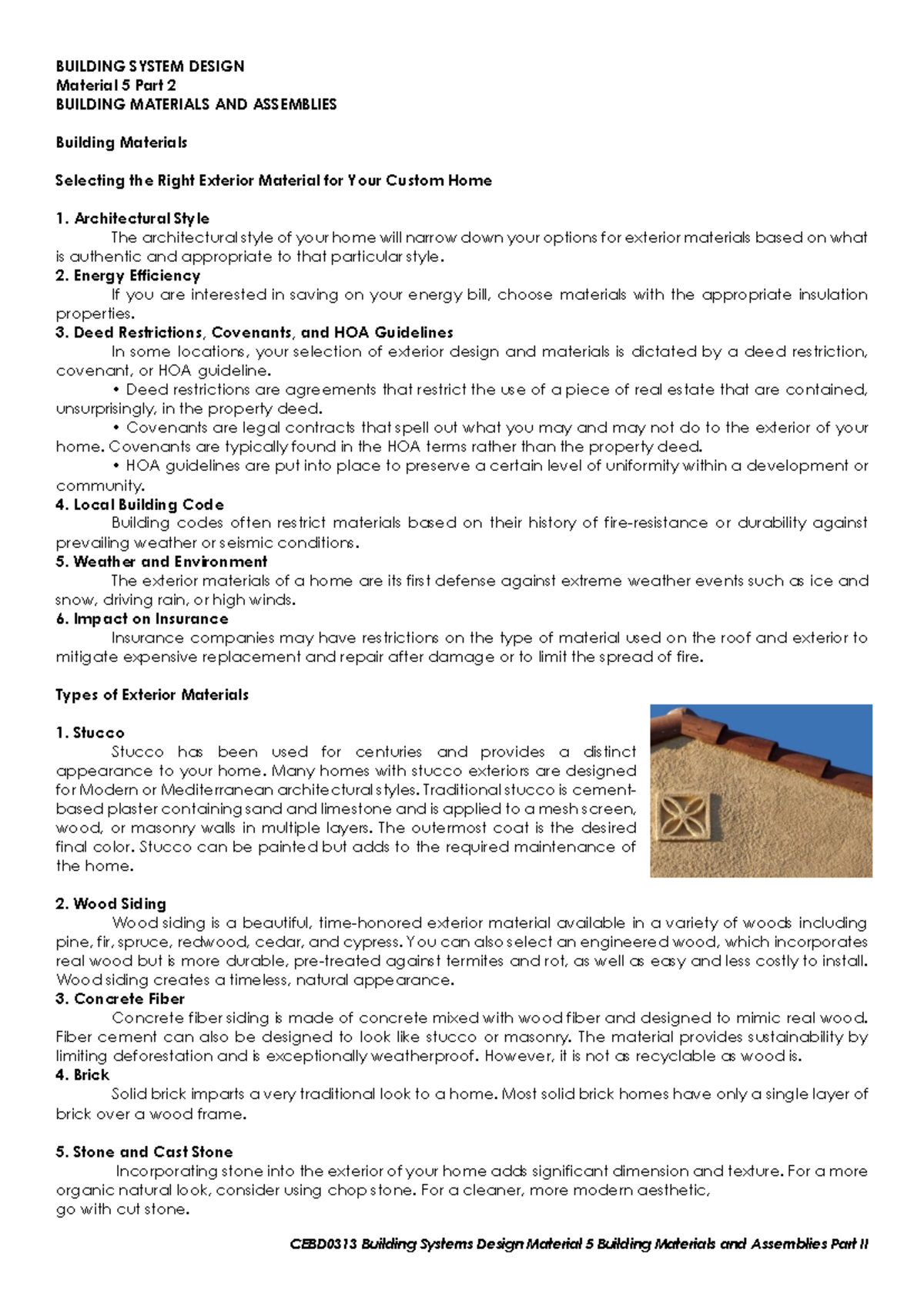 CEBD0313 Building Systems Design: Chapter 5B - Building Materials ...