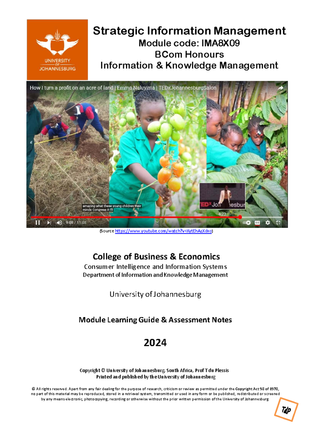 Strategic Information Management Learning Guide IMA8X09 - 2024 - Studocu