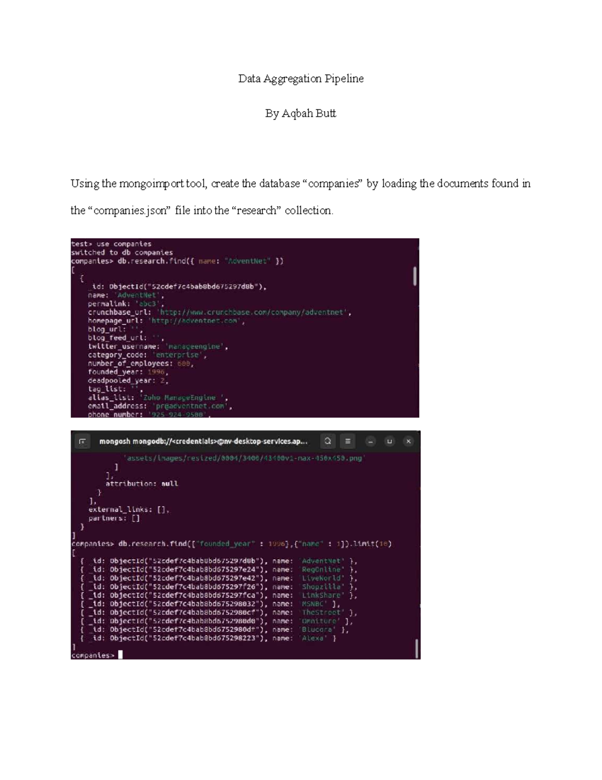 Data Aggregation Pipeline: Mongoimport Tool Analysis - Studocu