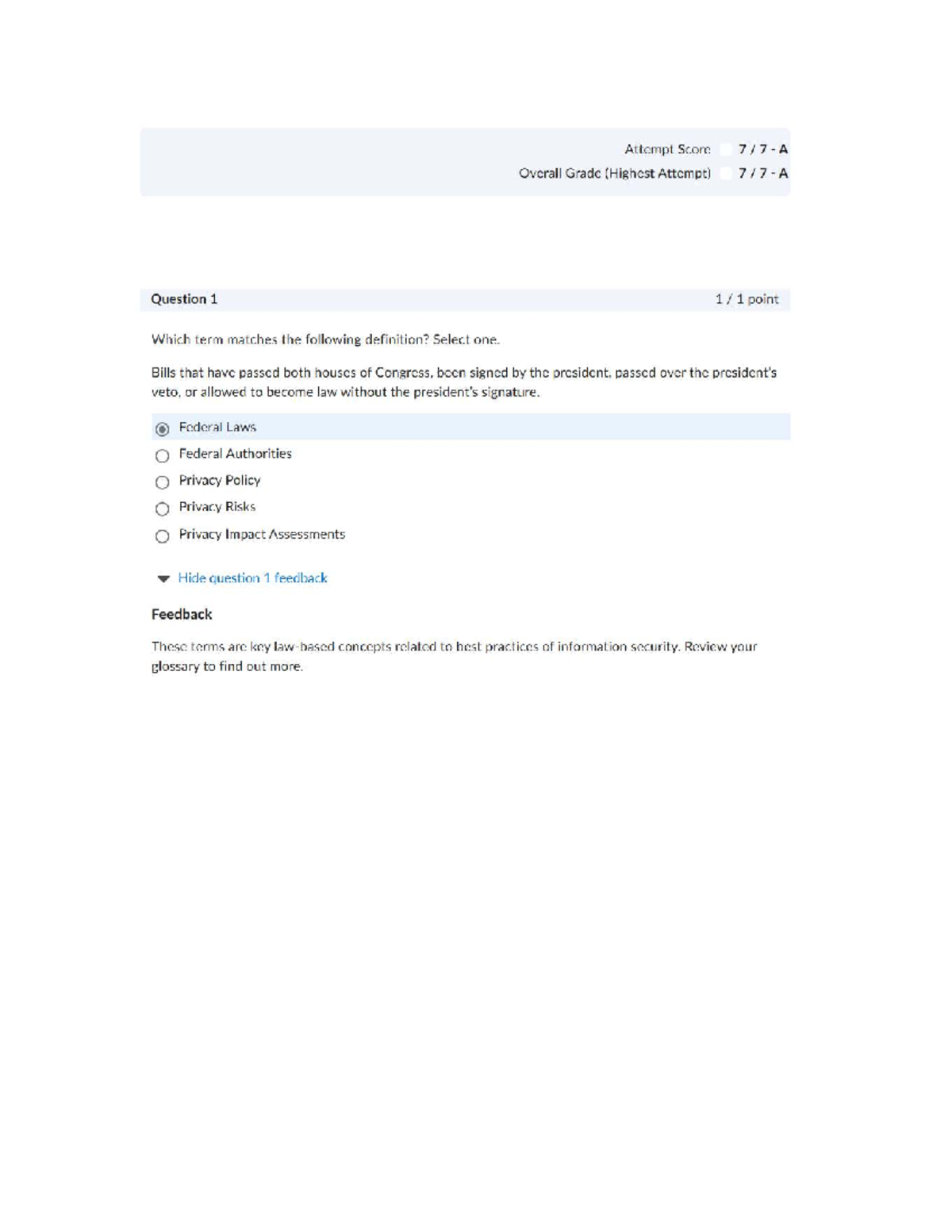 1-0 Knowledge Check: Key Concepts in Information Security - Studocu