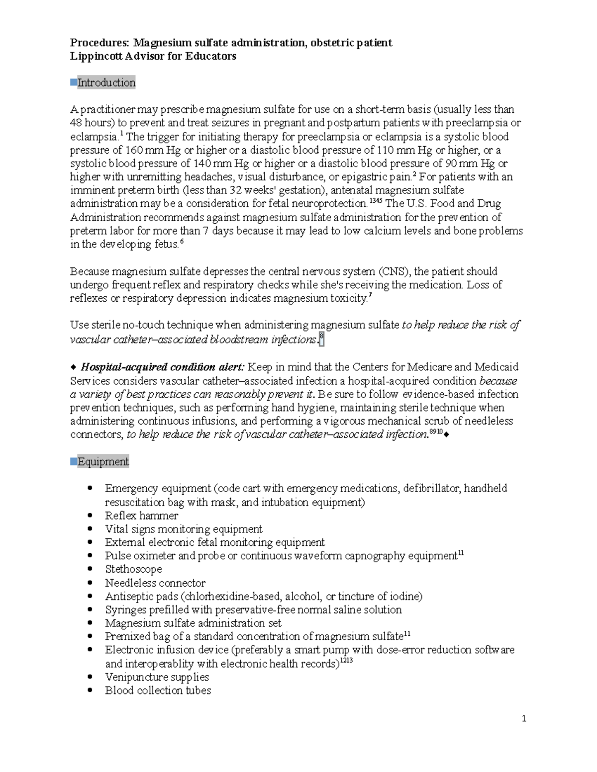 Magnesium Sulfate Administration: Guidelines & Considerations for N211 ...