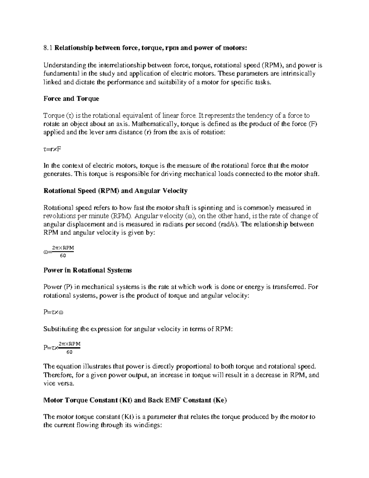 Electrical Technology Unit 8: Force, Torque, RPM & Power in Motors ...