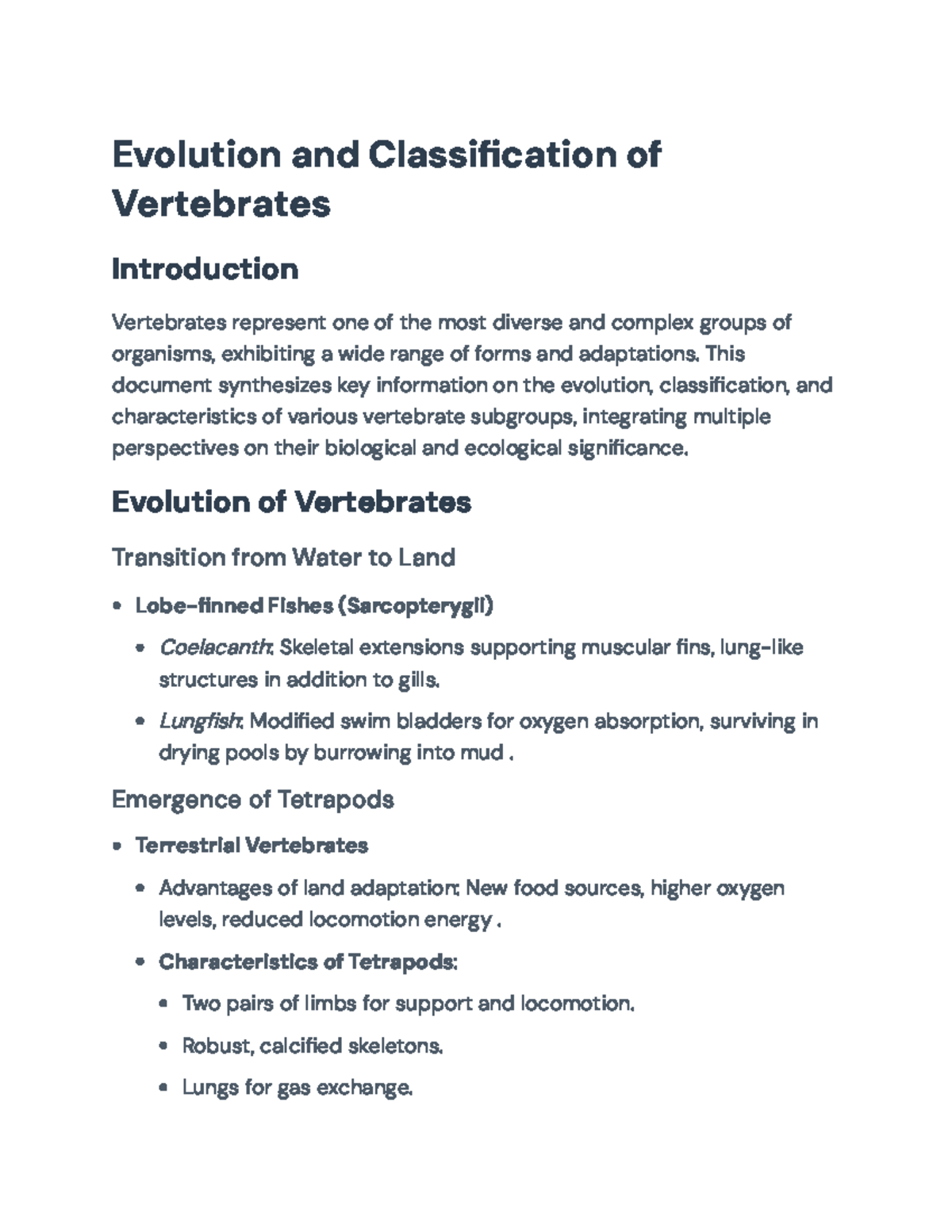 Evolution and Classification of Vertebrates: Key Insights and ...