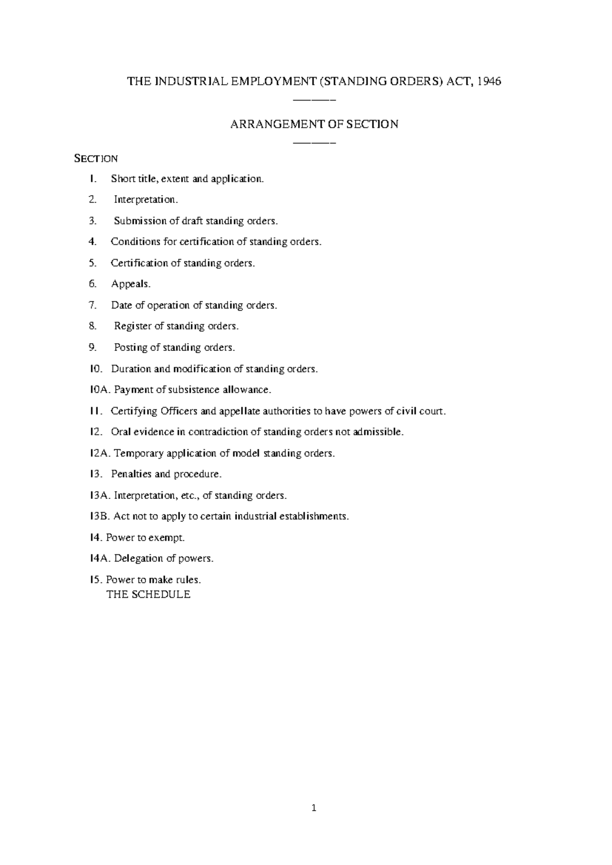 The Industrial Employment (Standing Orders) Act, 1946: Overview and ...