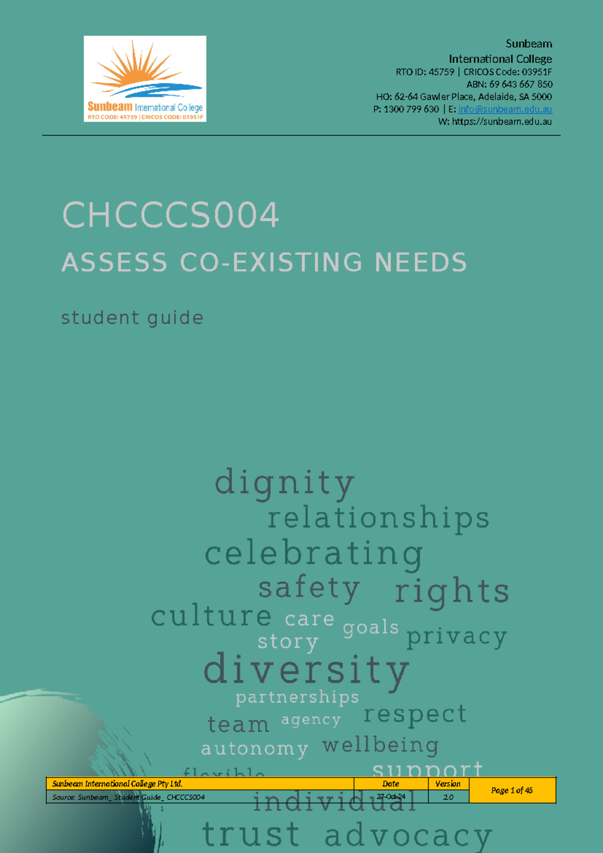 CHCCCS 004 Student Guide: Assessing Co-existing Needs and Services ...