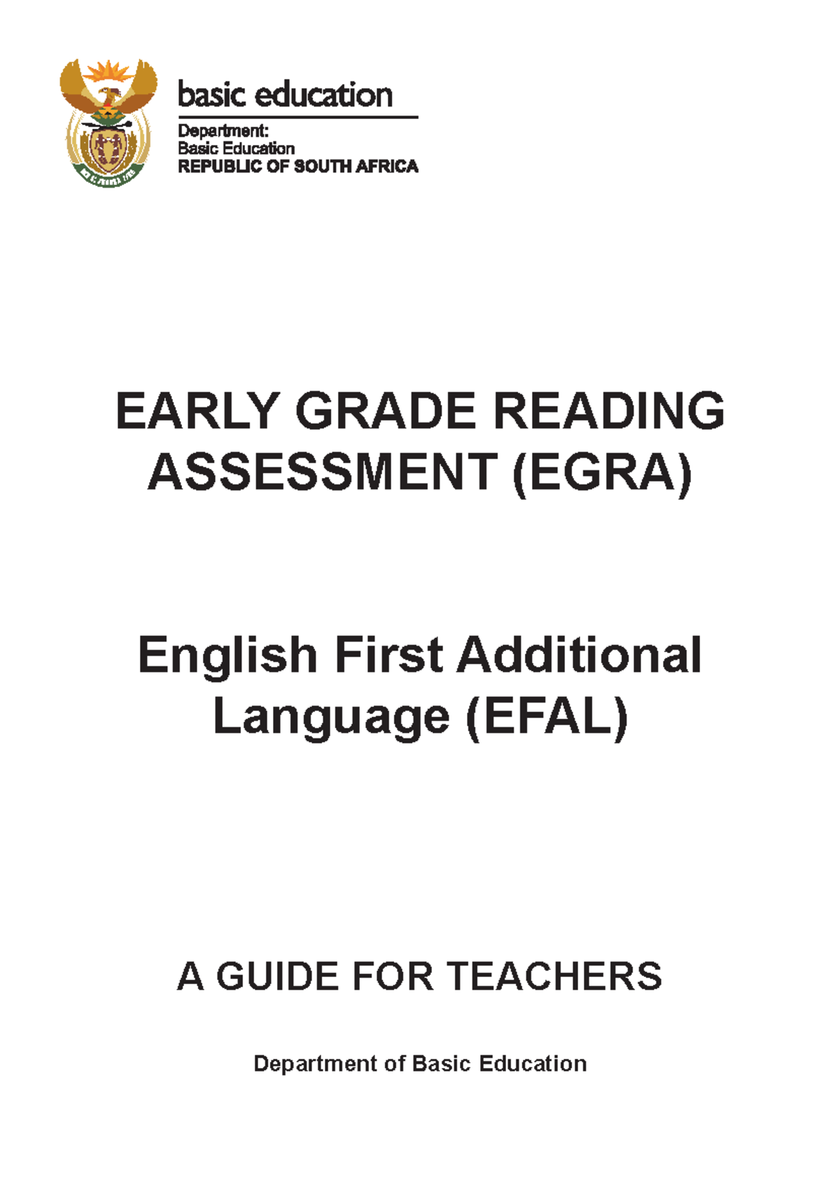EFAL EGRA Teacher Guide for Early Grade Reading Assessment 250116 - Studocu