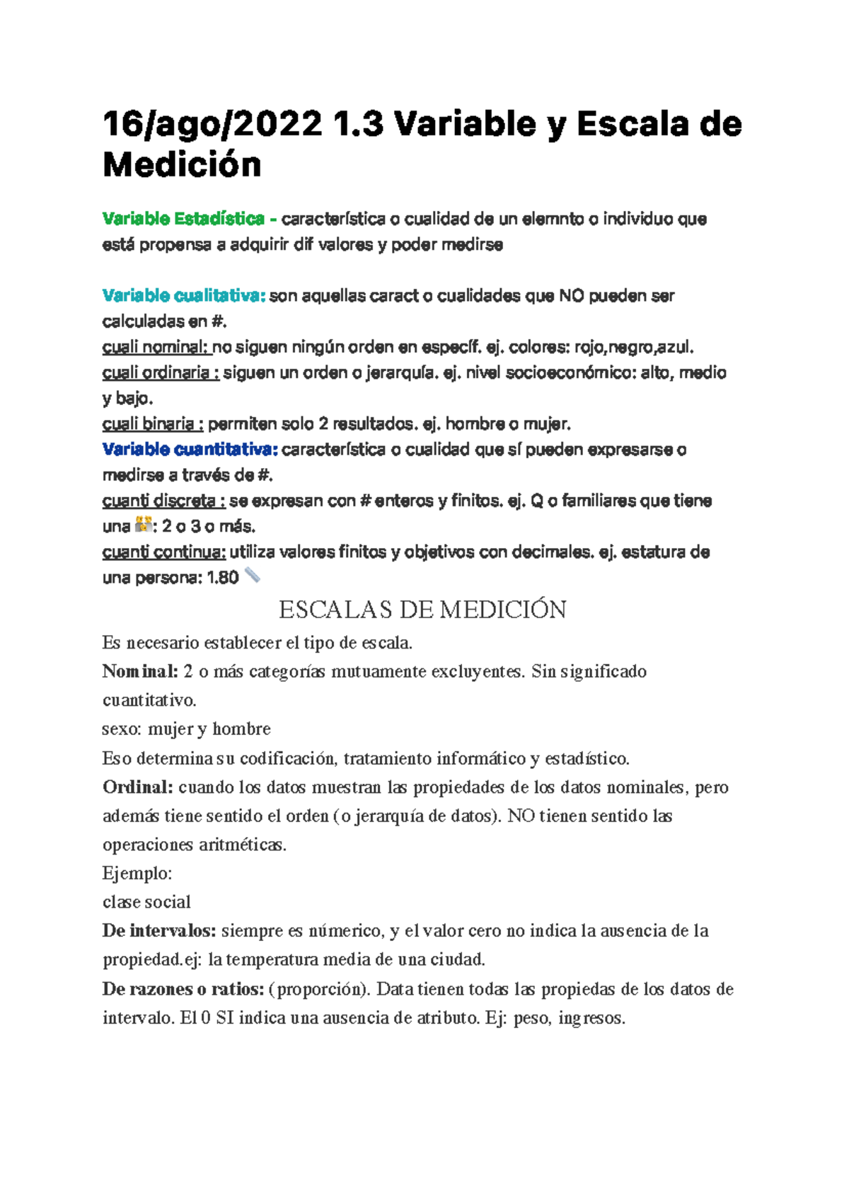 1 3 Tipos De Variables Y Escalas De Medición 1 6 A G O 2 0 2 2 1