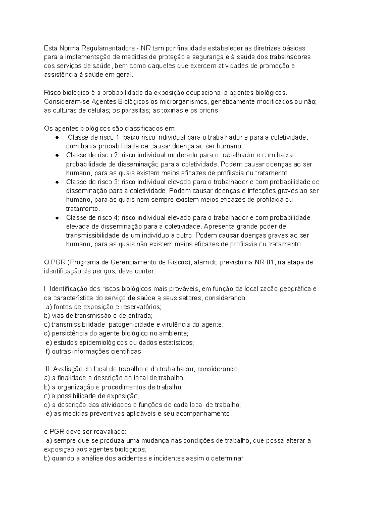 Resumo NR 32: Diretrizes de Segurança em Coleta de Sangue - Studocu