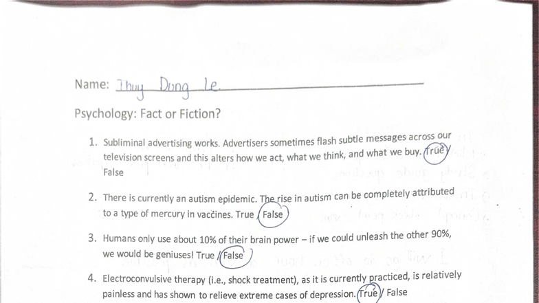 PSY 101: Psychology - Fact or Fiction? Class Overview & Syllabus ...