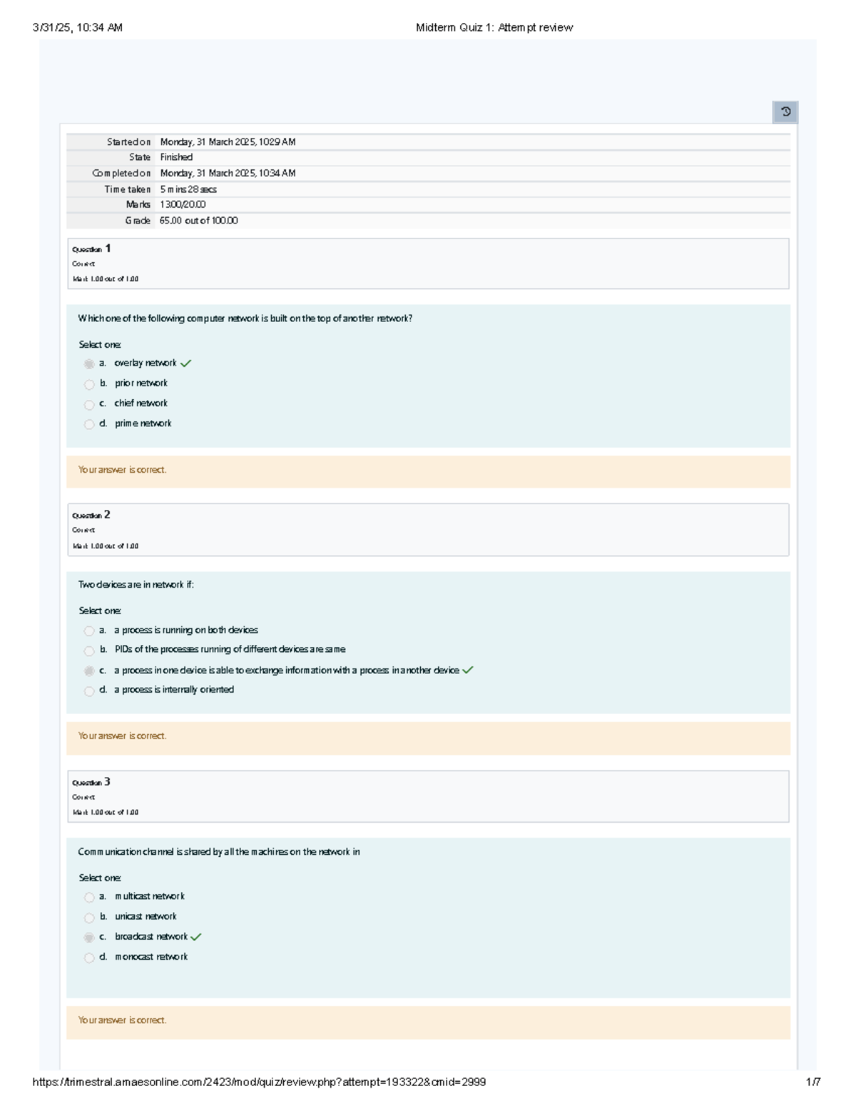 Midterm Quiz 1 Review for Course 10:34 AM - Network Programming - Studocu