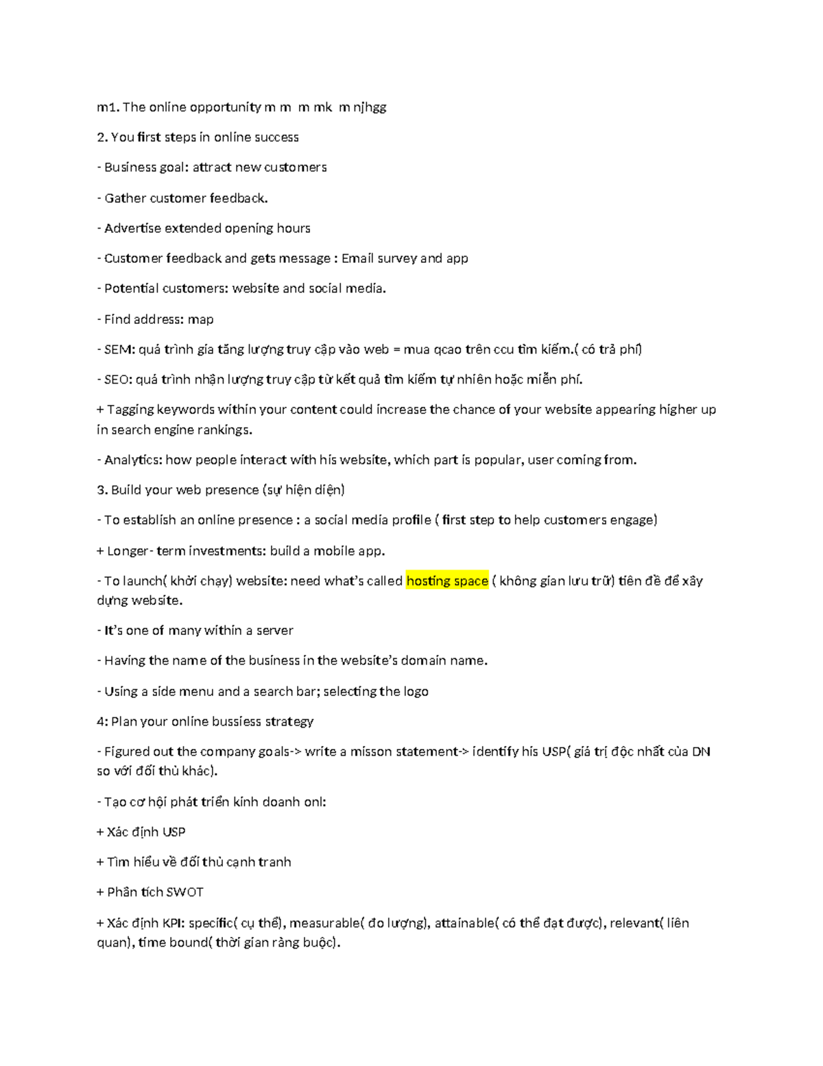 Marketing - Thuyết trình - m1. The online opportunity m m m mk m njhgg ...