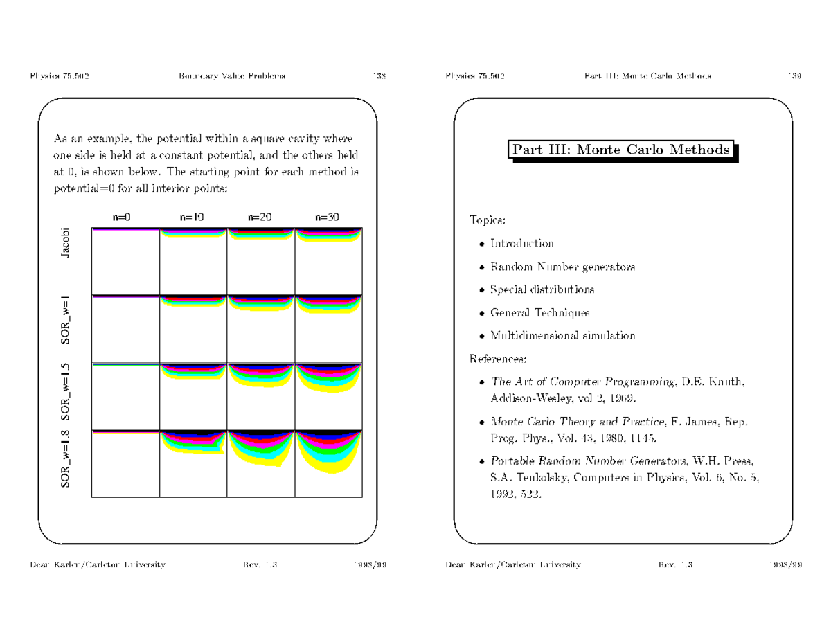 Physics 75.502 Monte Carlo Methods and Random Number Generation - Studocu