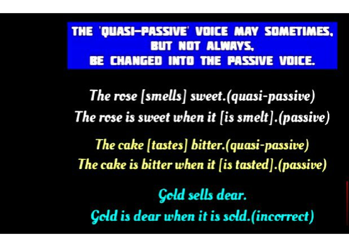 Quasi Passive Voice - Notes for English Grammar (ENG 101) - Studocu