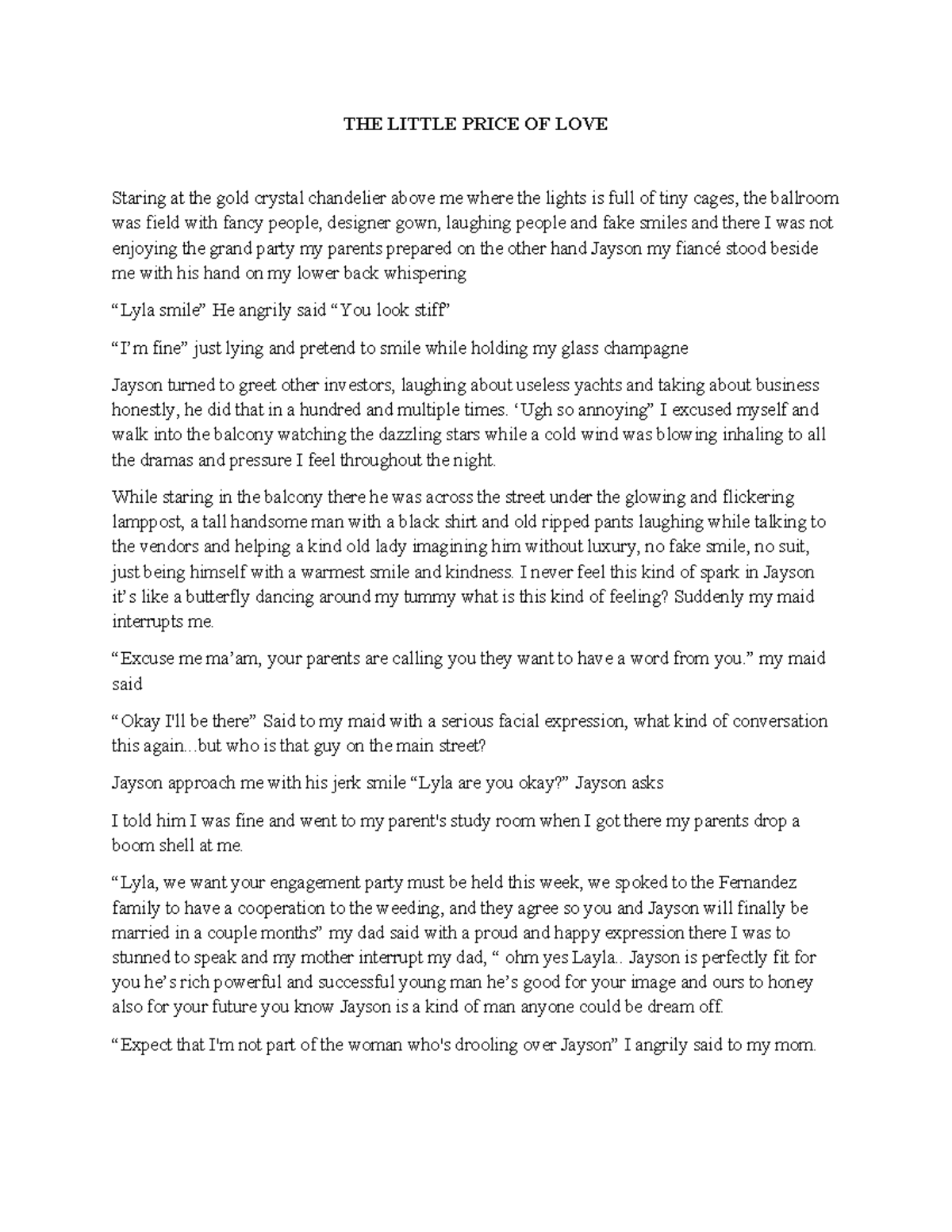 Creative Writing: The Choice of Layla Cole in a World of Expectations ...