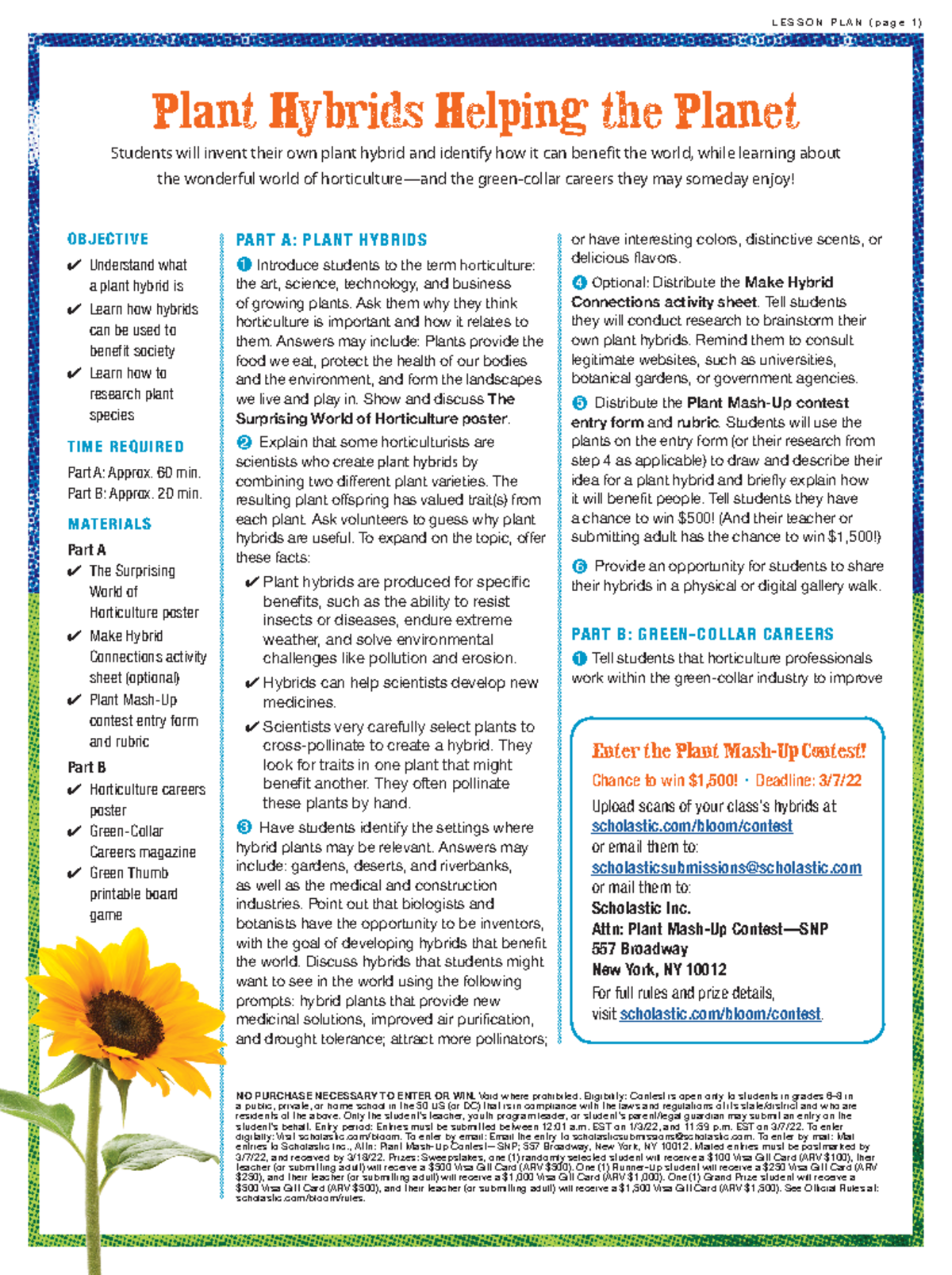 Plants To The Rescue Lesson 1 - Plant Hybrids Helping the Planet PART A ...
