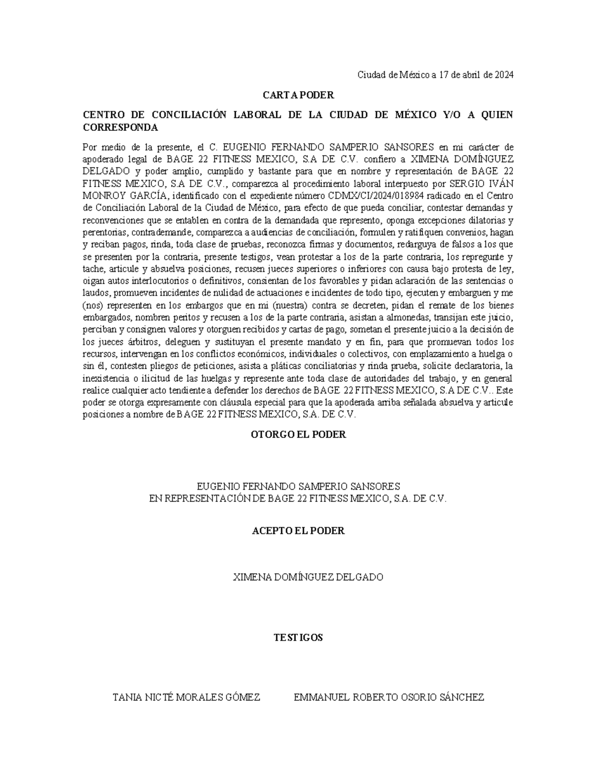 Carta Poder Sergio IVAN Monroy Garcia - Ciudad de México a 17 de abril ...