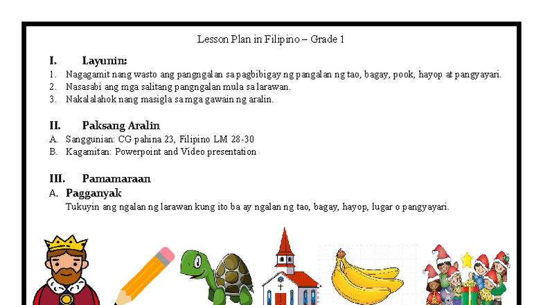 Lesson Plan: Filipino Grade 1 - Pangngalan Activities - Studocu