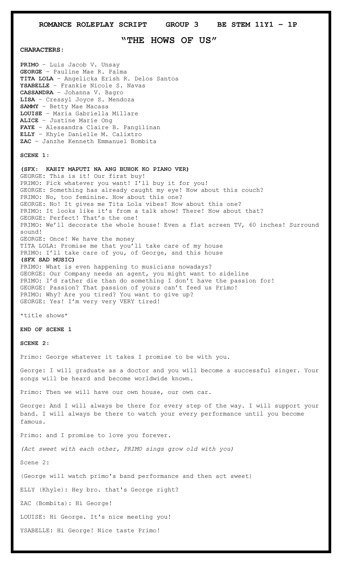 414685295 Hows of US - goodluck - ROMANCE ROLEPLAY SCRIPT GROUP 3 BE ...