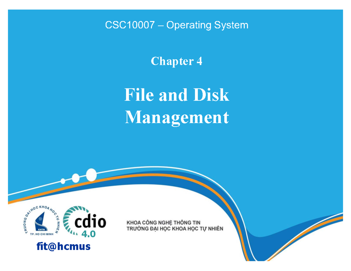 Operating System Chapter 4: File and Disk Management Overview - Studocu