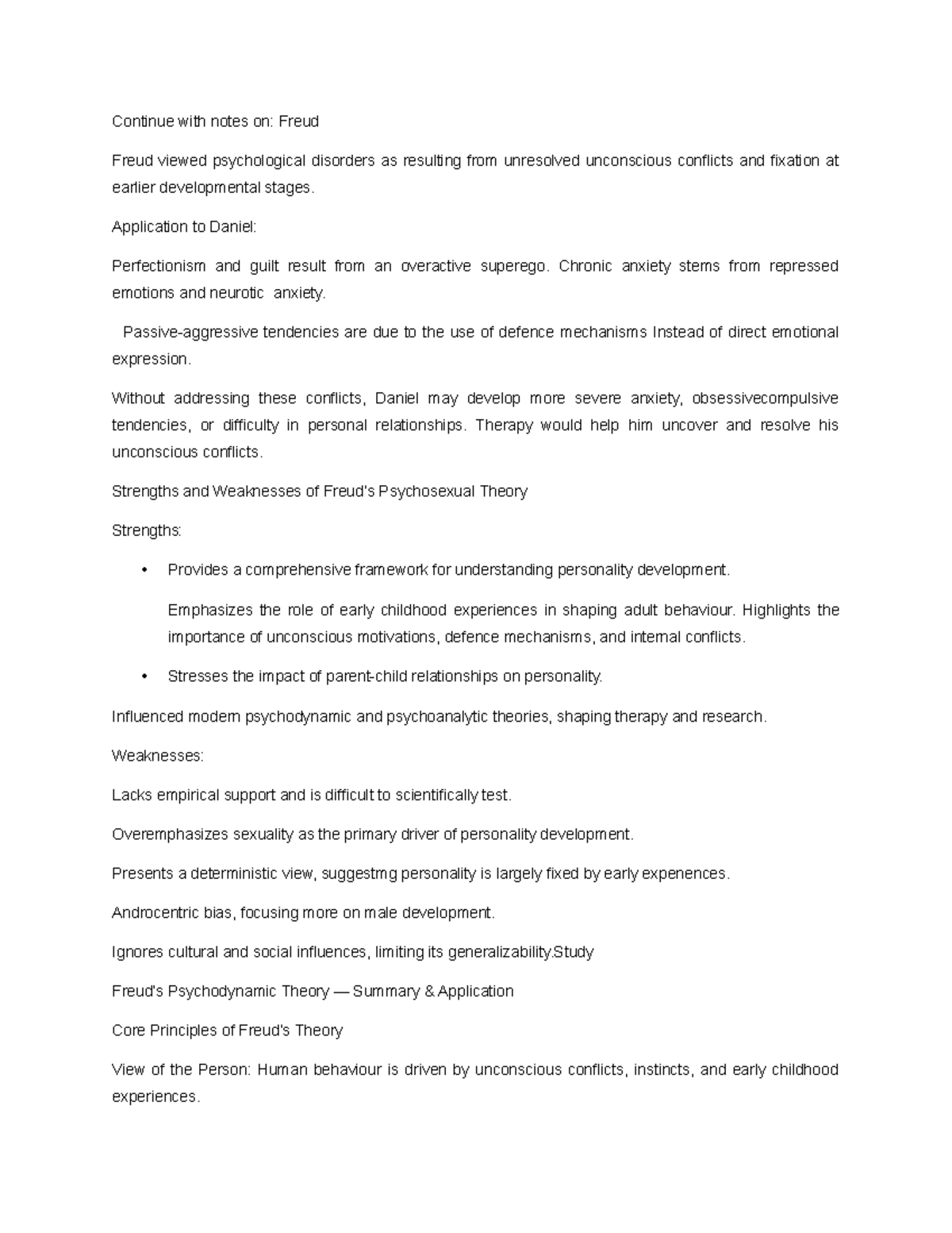 Pychology 212 notes - Continue with notes on: Freud Freud viewed ...