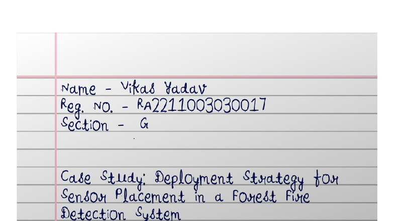 WSN Case Study: Sensor Placement Strategy for Fire Detection - Studocu