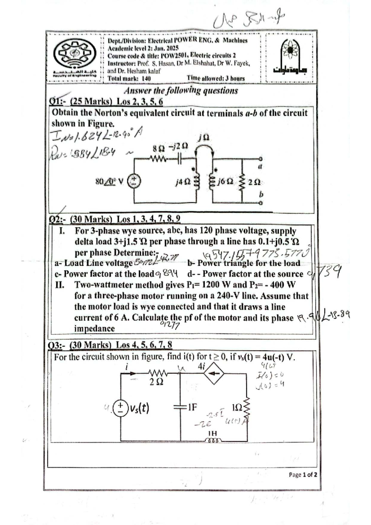 POW2501 Final Exam: Electrical Power Engineering Machines - Studocu