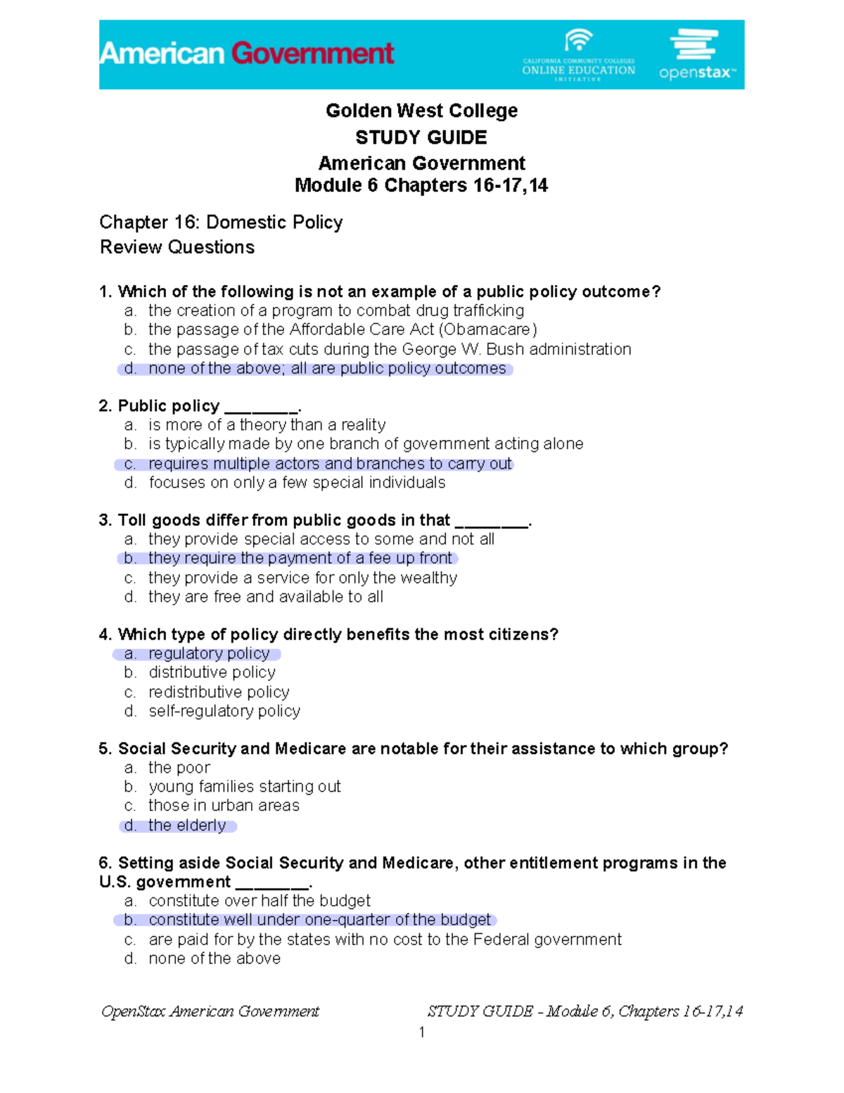 American Government Study Guide for Ch. 16-17 & 14 - Studocu