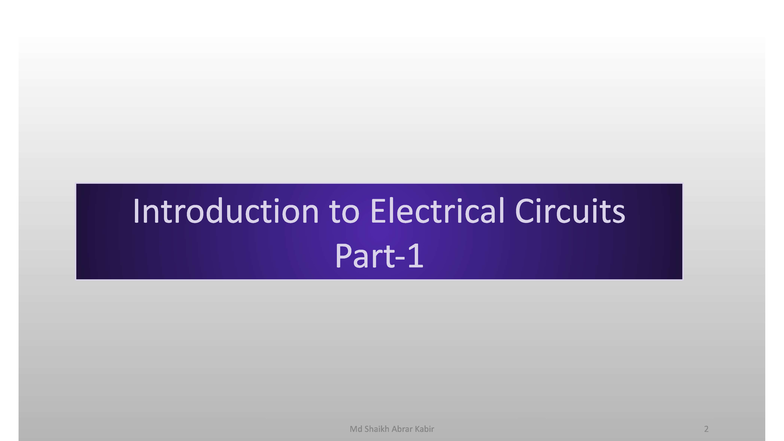 Introduction to Electrical Circuits (EE101) - Fundamental Concepts - Studocu