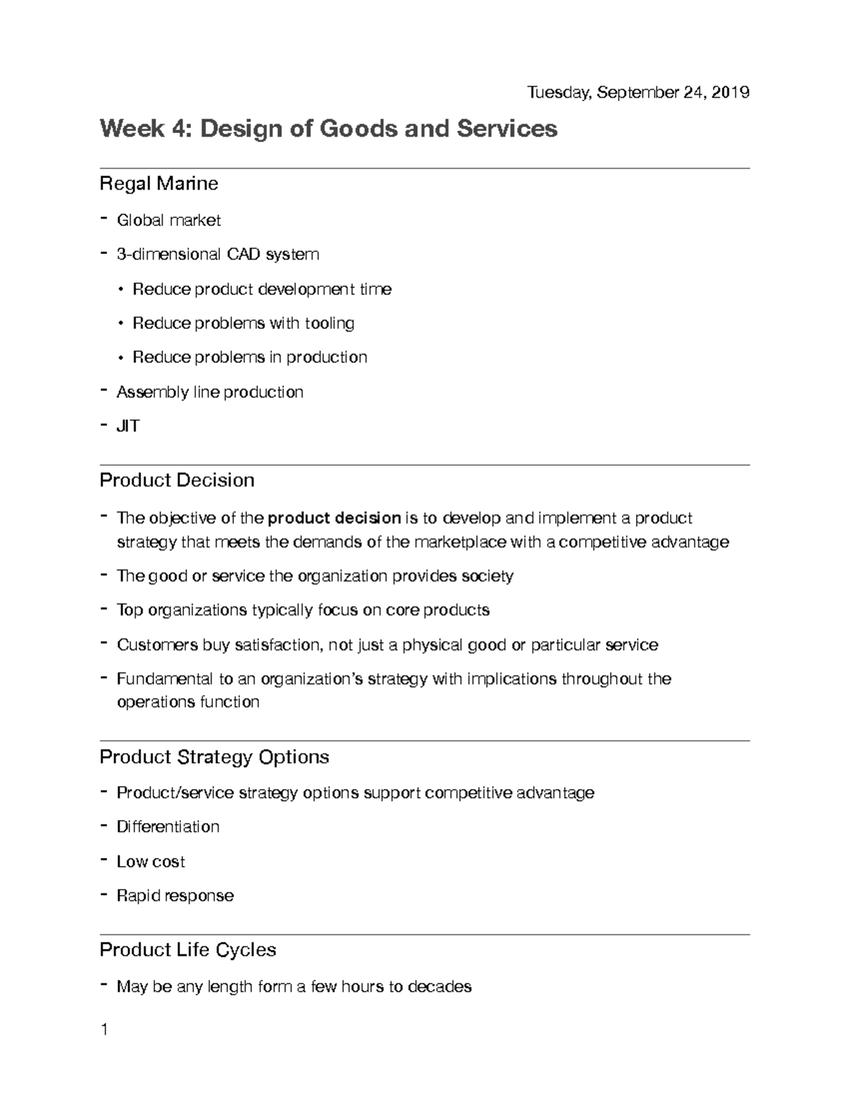 Week 4 - Design of Goods and Services - Week 4: Design of Goods and ...