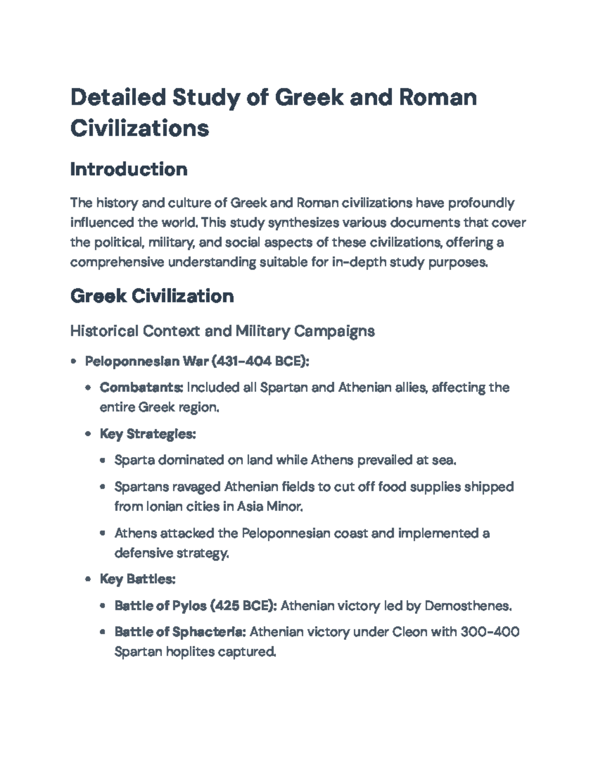 A Comprehensive Overview of Greek and Roman Civilizations (HIST101 ...
