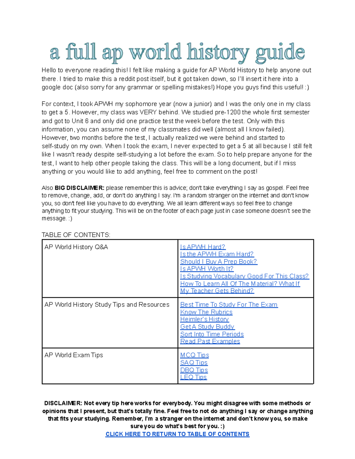 A Comprehensive Guide to AP World History (APWH) Study Tips - Studocu