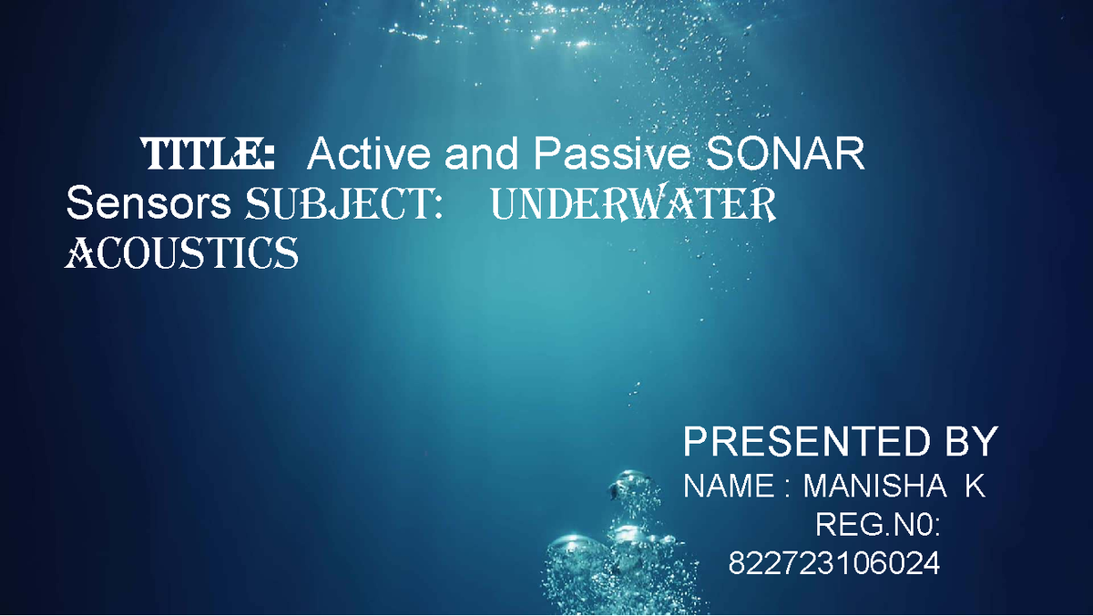 Active and Passive SONAR Systems: Principles and Equations - Studocu