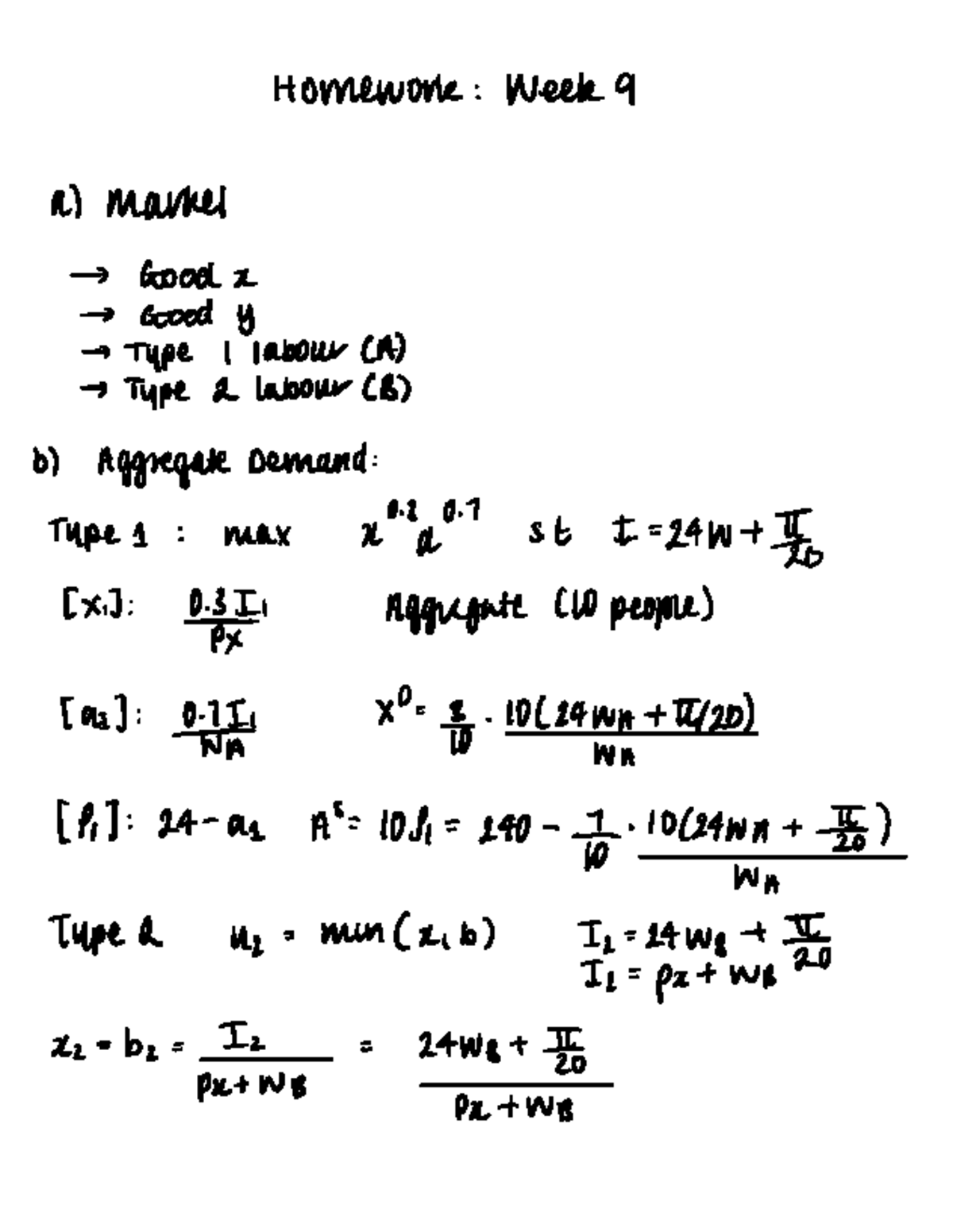 Microeconomics Homework: Week 9 - Aggregate Demand & Labour Types - Studocu