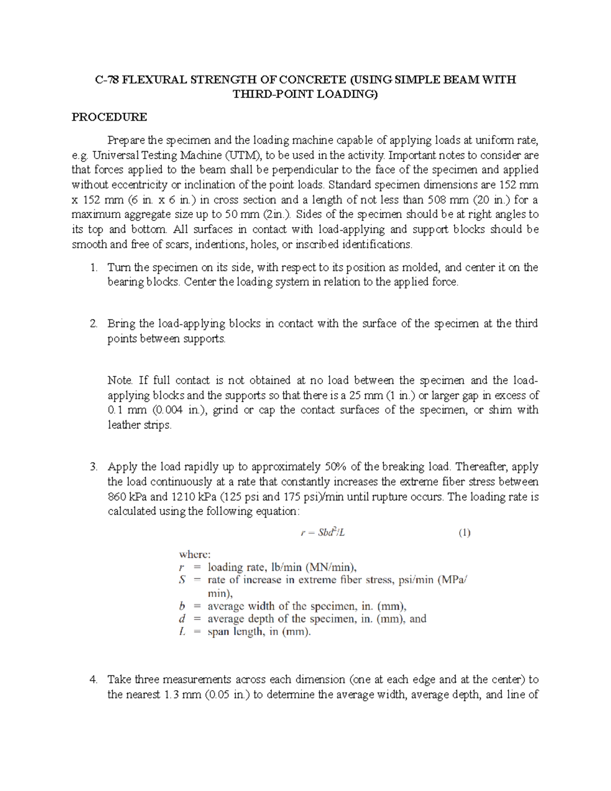 G4 - Flexural Strength of Concrete (Third-Point Loading) - C-78 ...