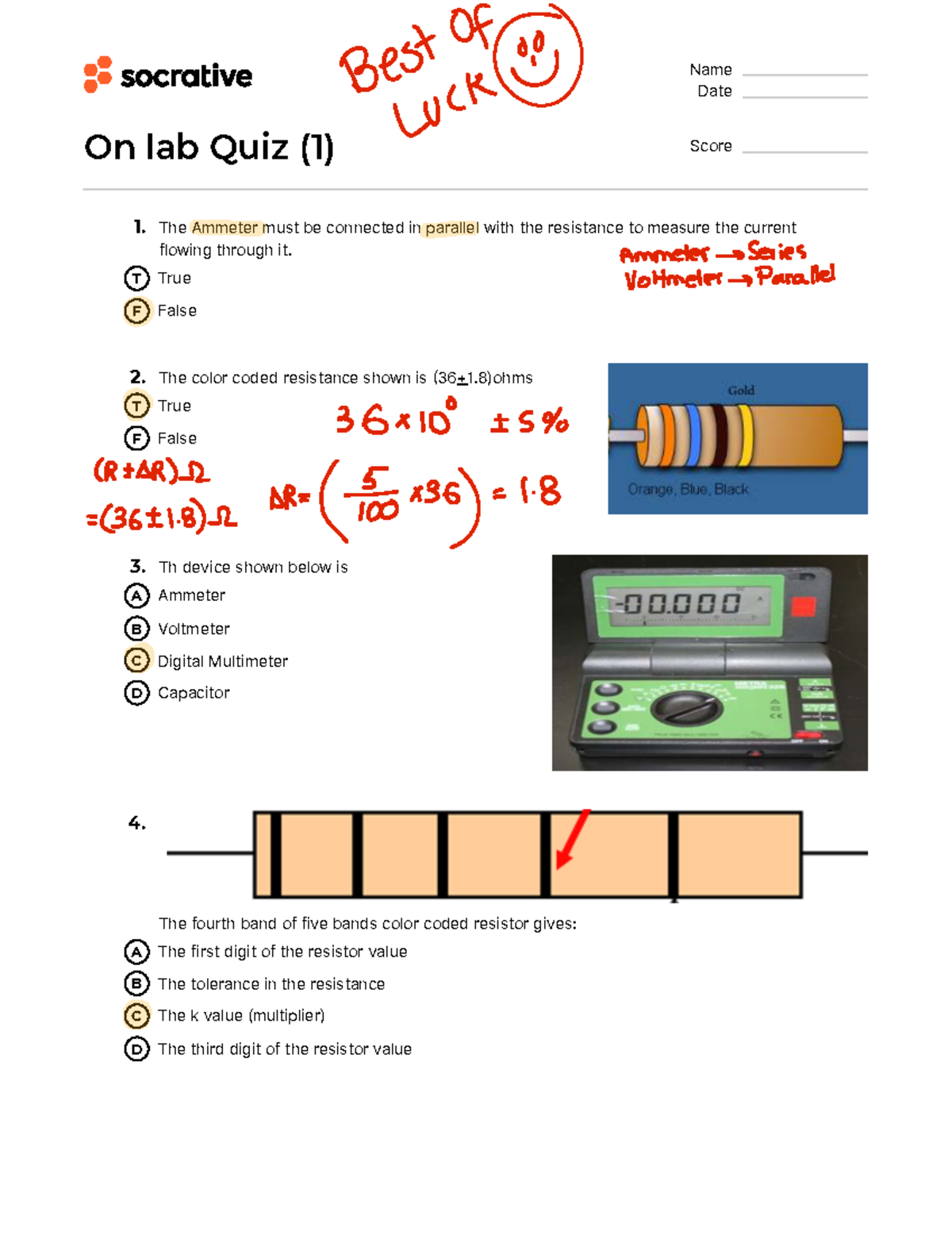 Physics 101: Lab Quiz on Resistance, Circuits, and Magnetism - Studocu