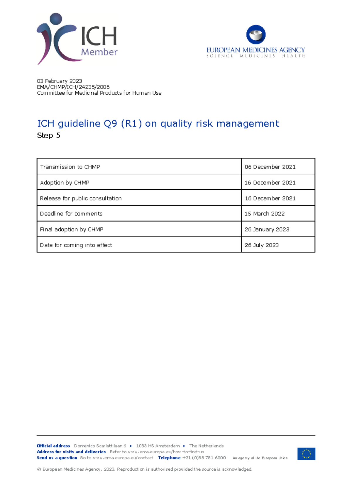 ICQ-Q9-R1 Quality Risk Management Step 5 Revision 1 Guidelines - Studocu