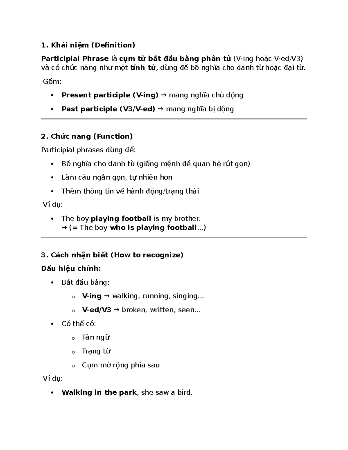 Participial Phrases: Definition, Functions, and Examples - ENG101 - Studocu