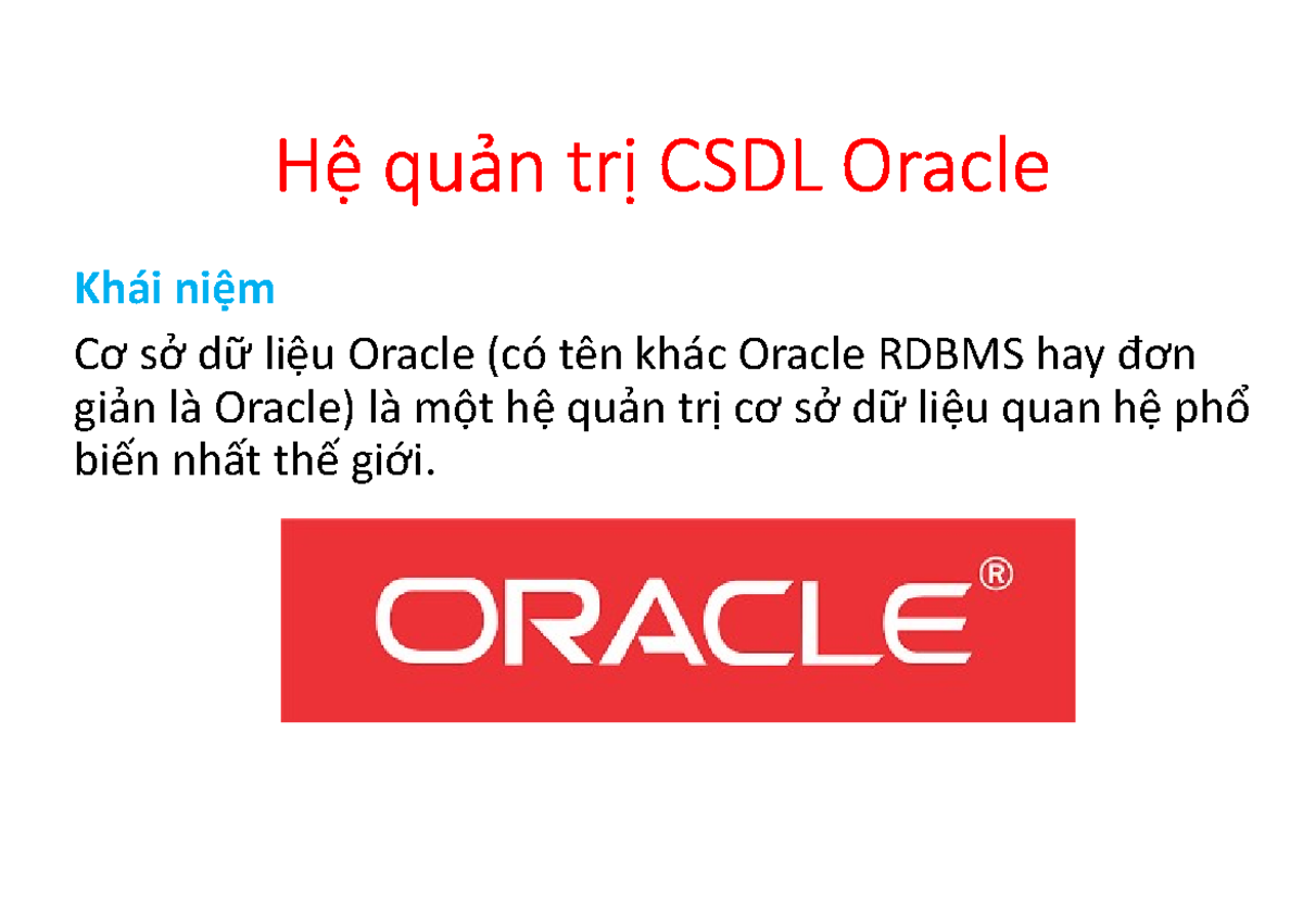 Hệ Quản Trị CSDL Oracle: Hướng Dẫn Tạo Database và Schema - Studocu