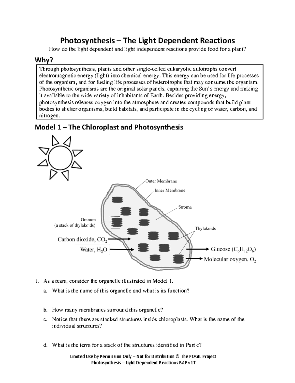 Photosynthesis (21a): Understanding Light Dependent Reactions - Studocu