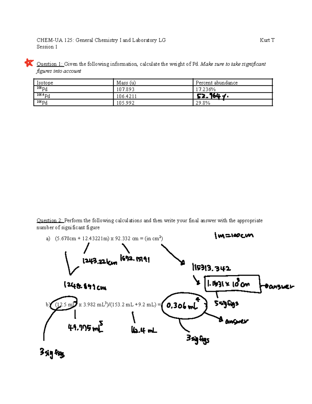 GCI 125: General Chemistry I & Lab - LG Session 1 Worksheet - Studocu