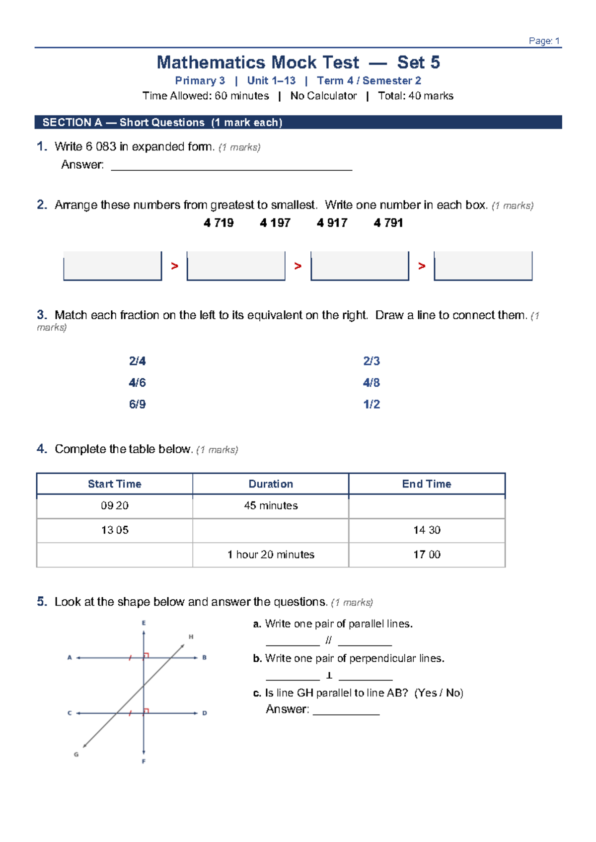 Mock Maths Paper P3 - SET 5 (Term 4, Sem 2) - Studocu
