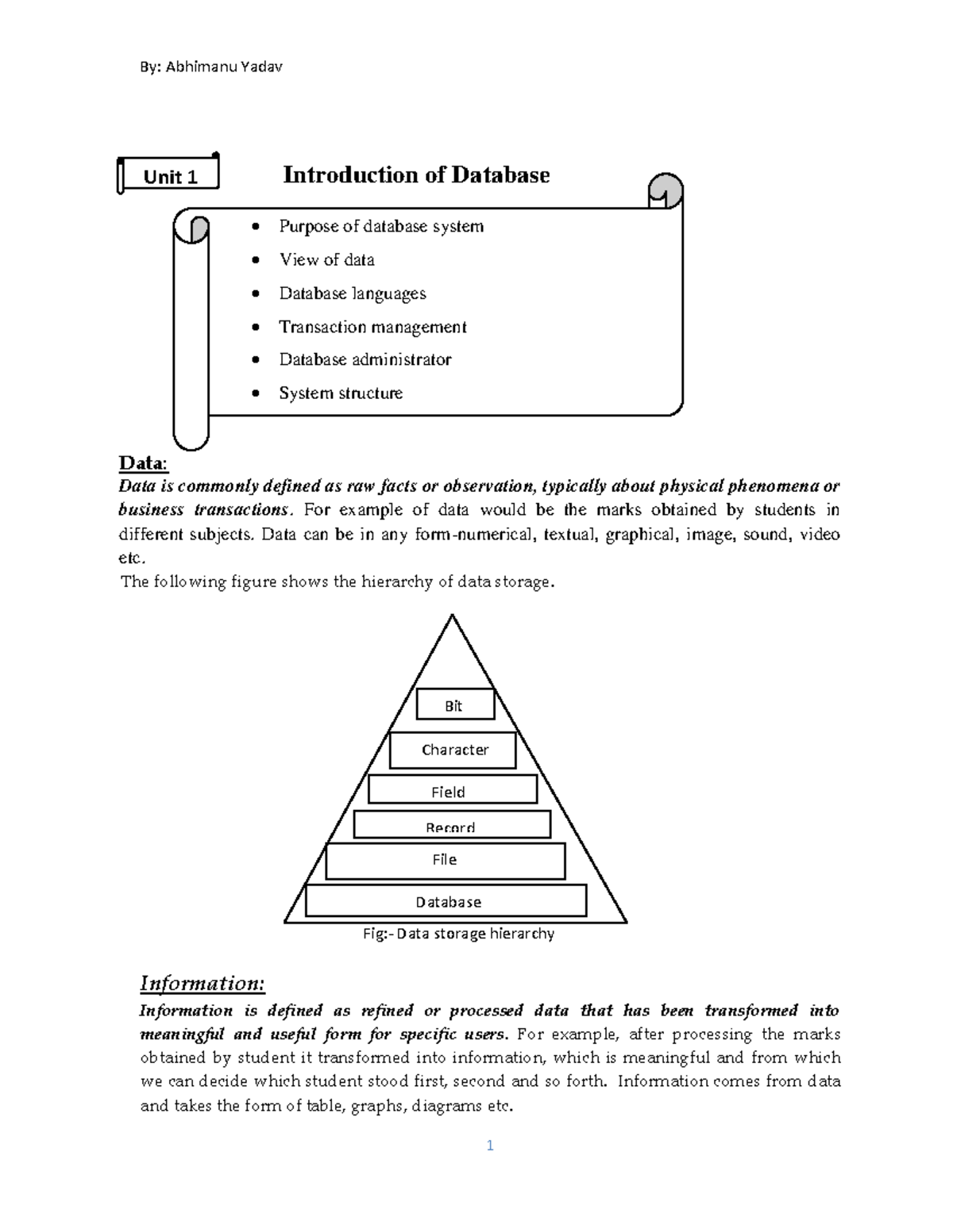 4th-sem-dbms - DBMS Notes: Concepts, Structure, and Functions - Studocu