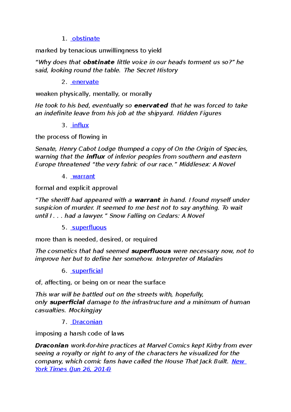 Vocabulary List Vol 1 - Key Terms and Definitions for Study - Studocu