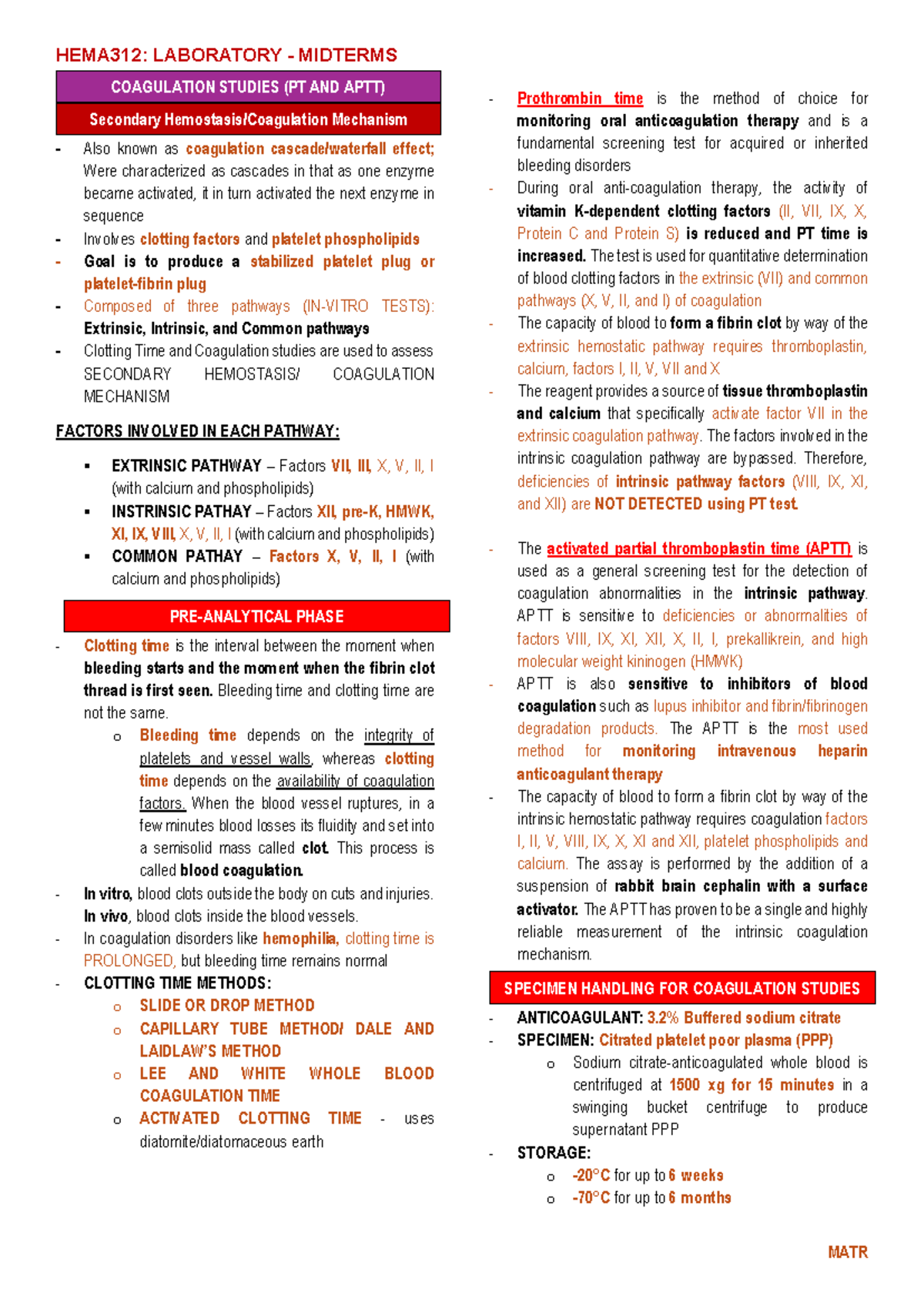 Coagulation and Bleeding Studies - Procedures - Also known as ...
