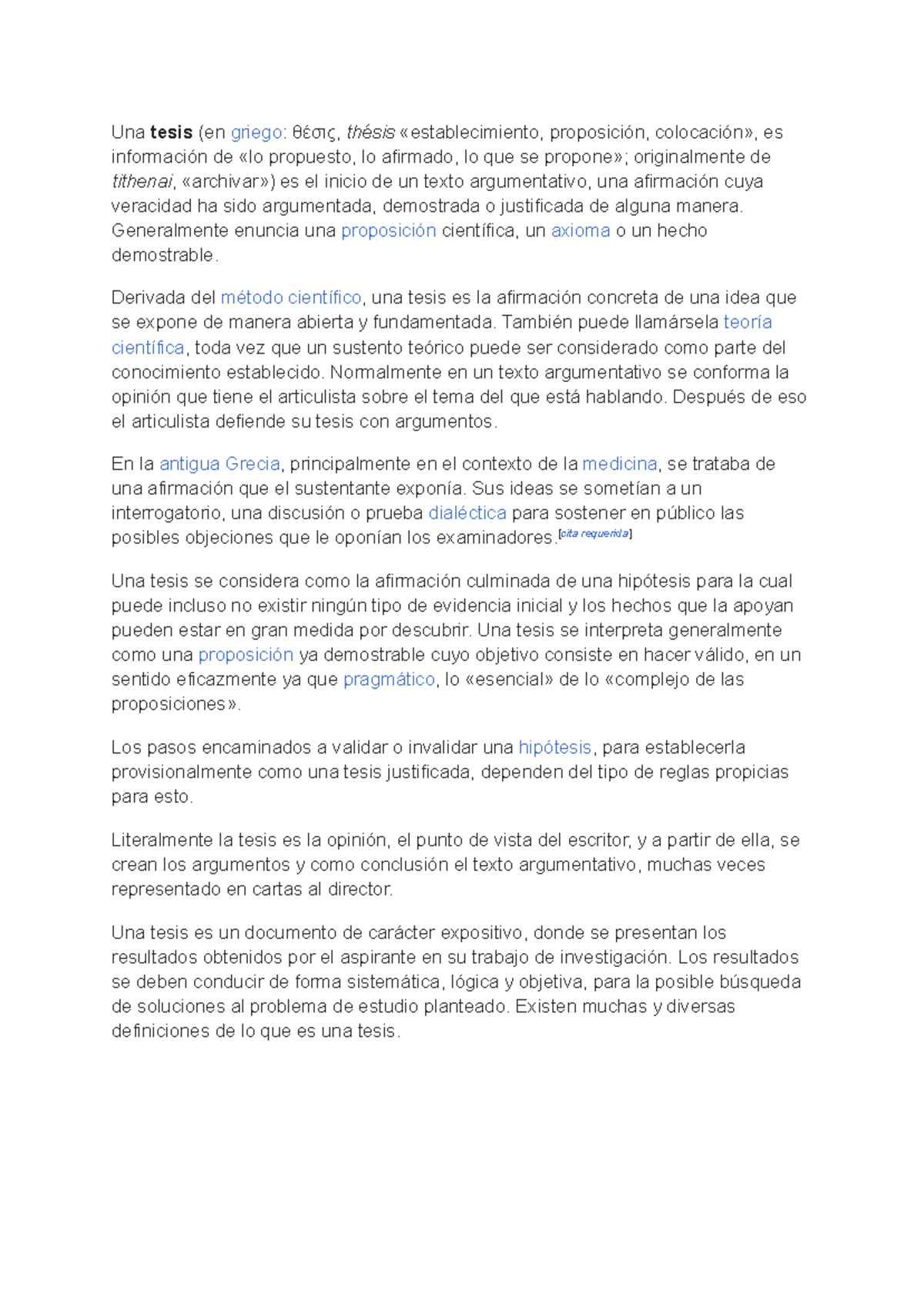 Prueba de Documento: Tesis y su Definición en Investigación - Studocu