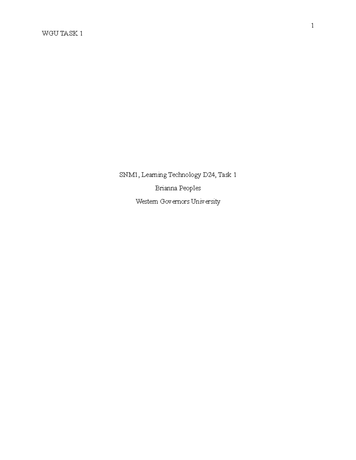 WGU SNM1 Task 1: Impact of Adaptive Learning Technologies - Studocu