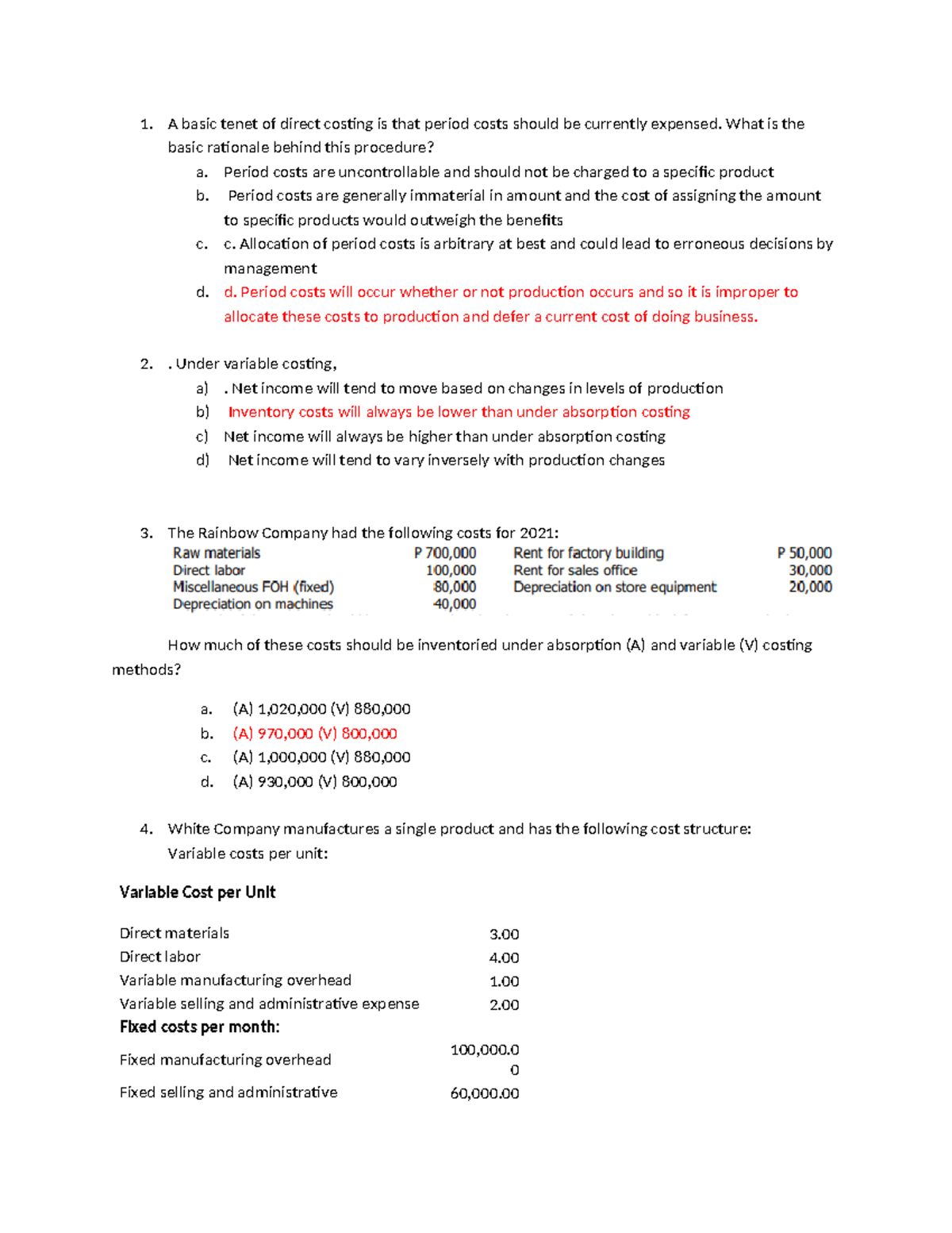 Costing Methods: Variable vs Absorption Explained (ACCT 101) - Studocu